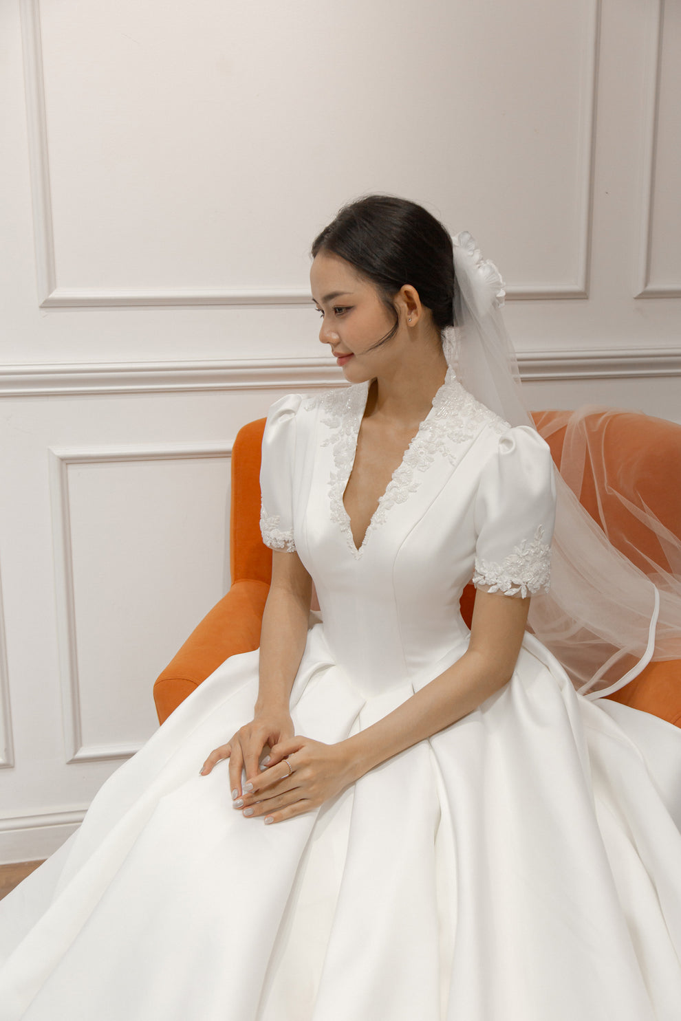 Basque Waist Wedding Dress | Vesta Royal Silk Bridal Ballgown – Selfa ...
