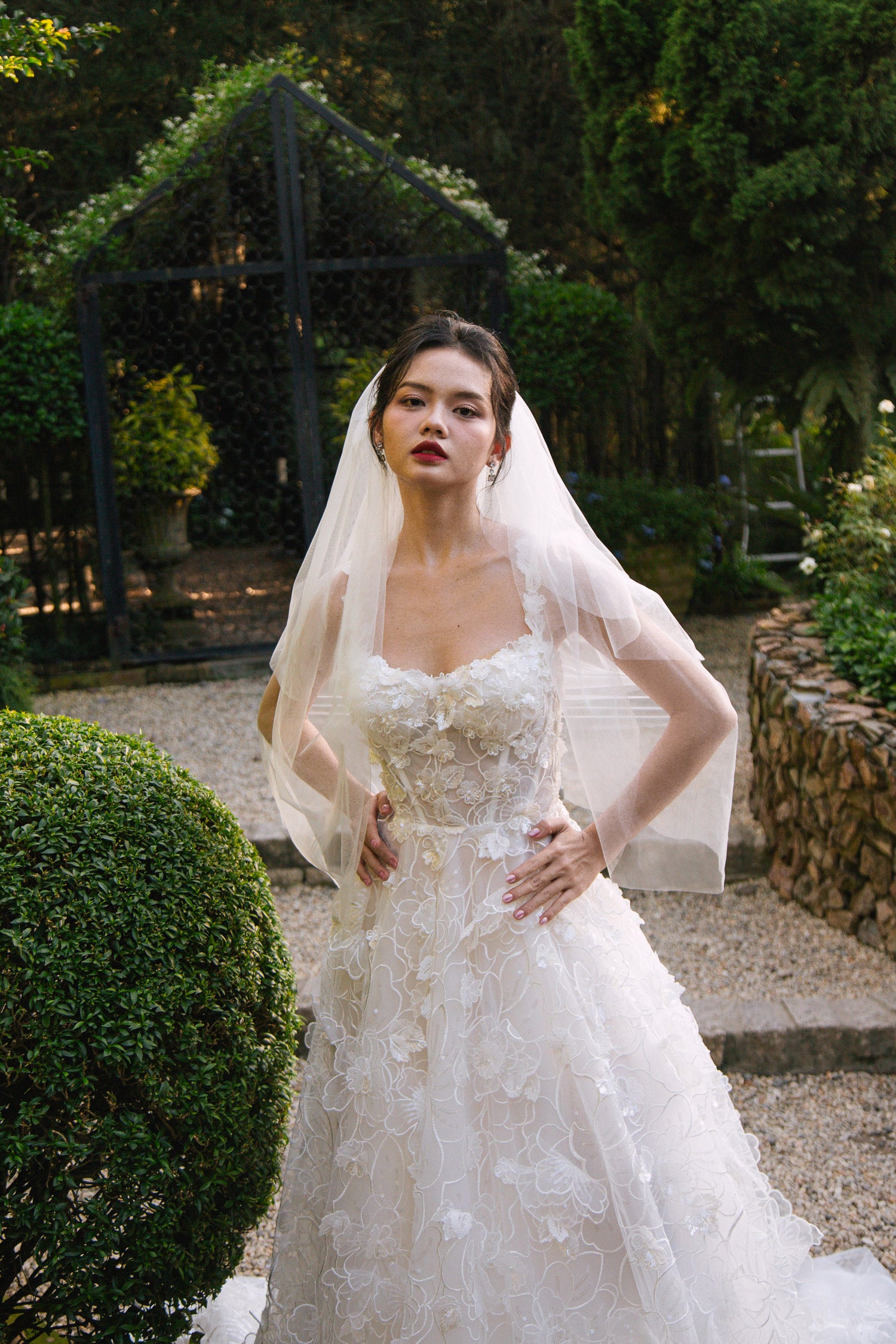 Arella Couture A-Line Wedding Dress with Straps & 3D Flower – Selfa Bridal