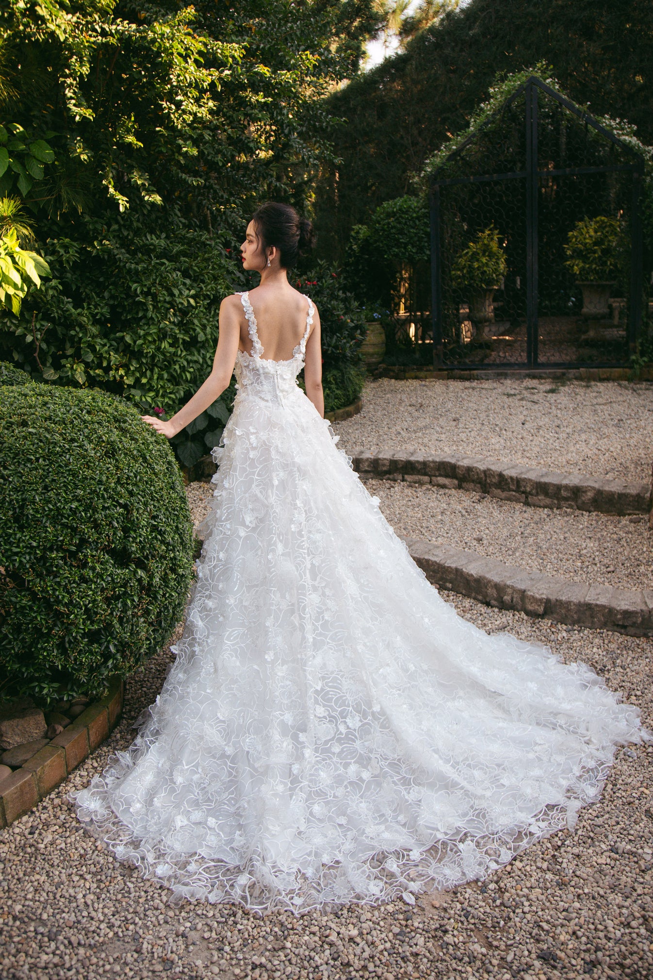 Arella Couture A-Line Wedding Dress with Straps & 3D Flower – Selfa Bridal