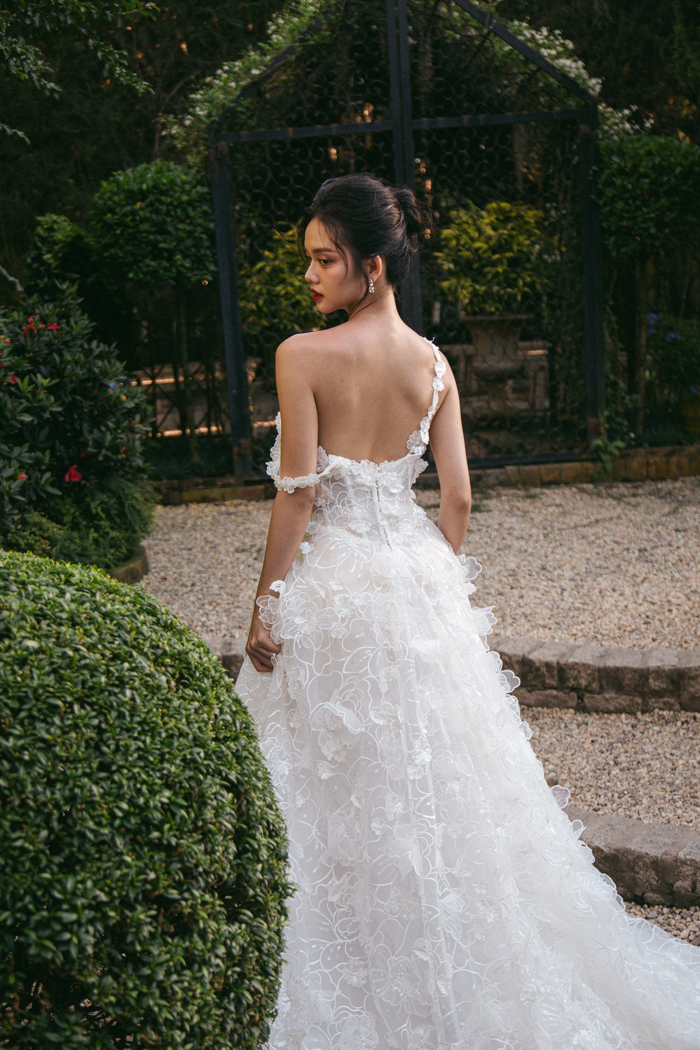 Arella Couture A-Line Wedding Dress with Straps & 3D Flower – Selfa Bridal
